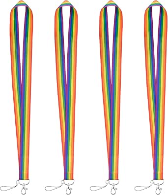 WANDIC Gay Pride Lanyard, 4 Pieces Rainbow Striped Lanyard Lanyard Neck ...