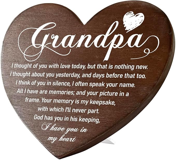 Amazon.com: Grandpa Memorial Plaque - Wooden Heart Tabletop Decor, In ...