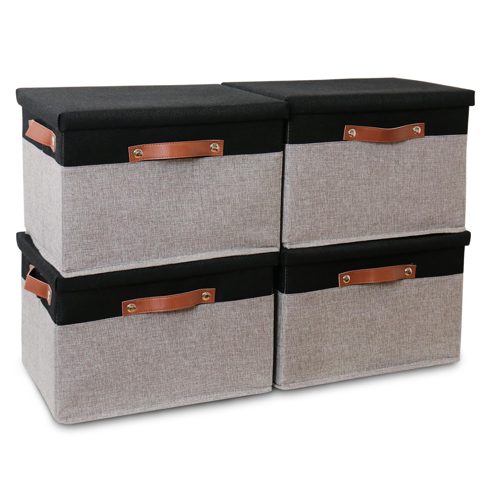 Amazon.com - HOdo Home Fabric Storage Bin with Lid and 2 Bold Handles ...