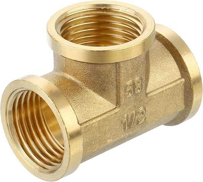 Amazon.com: uxcell Brass Tee Pipe Fitting, G1/2" x G1/2" x G1/2" 3 Way ...