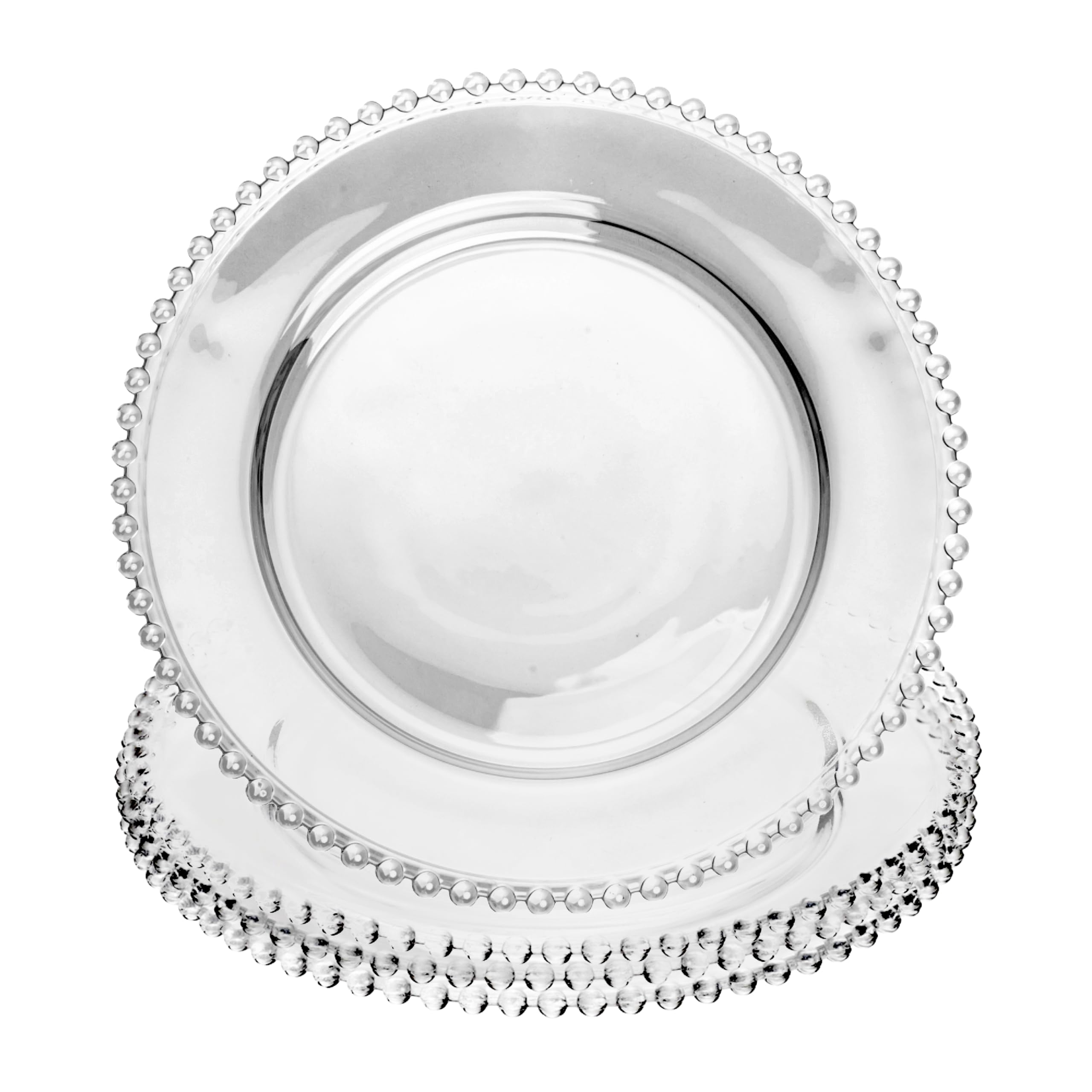 Amazon.com: WOLFF - Set of 4 Pearl Beaded Crystal Dinner Plates - Clear ...