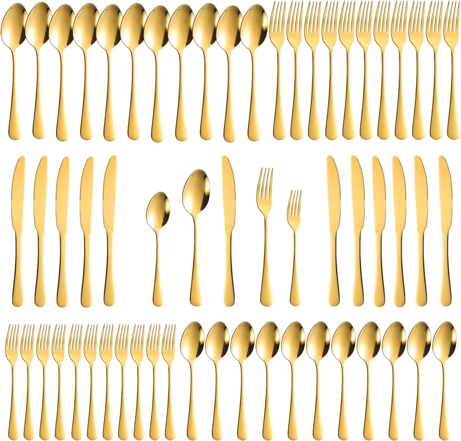 Amazon.com | Silverware Set 60 Pieces Service for 12, ReaNea Gold ...
