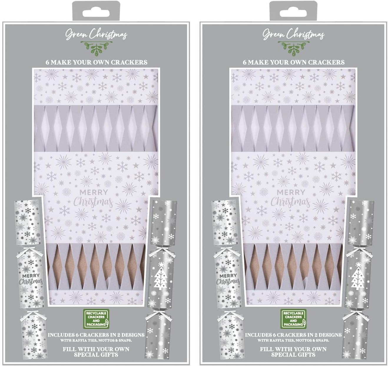 Make Your Own Christmas Crackers DIY Fill Your Own Silver & White Xmas ...