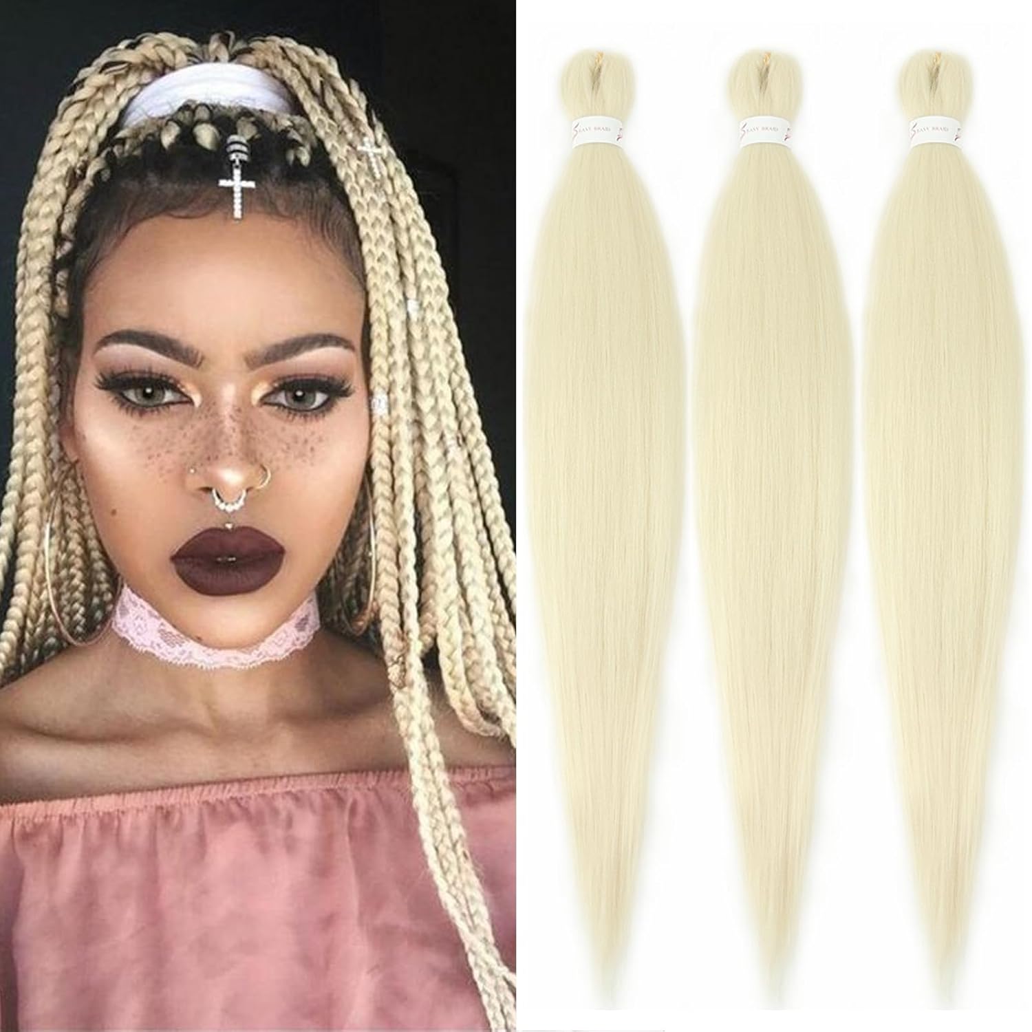 Amazon.com : 613 Blonde Braiding Hair Pre stretched 26 Inch 3 Packs Pre ...