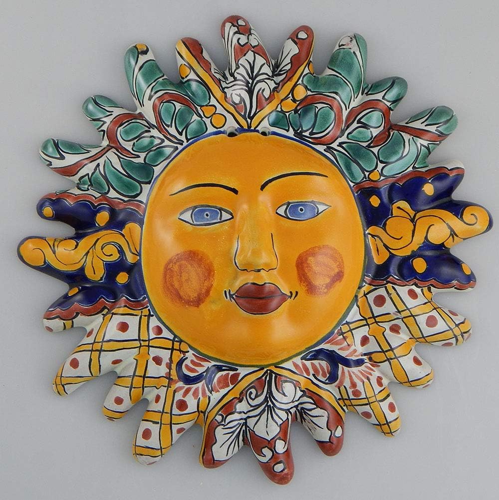 Amazon.com : Mexican Talavera Ceramic Sun Face Wall Decor Hanging ...