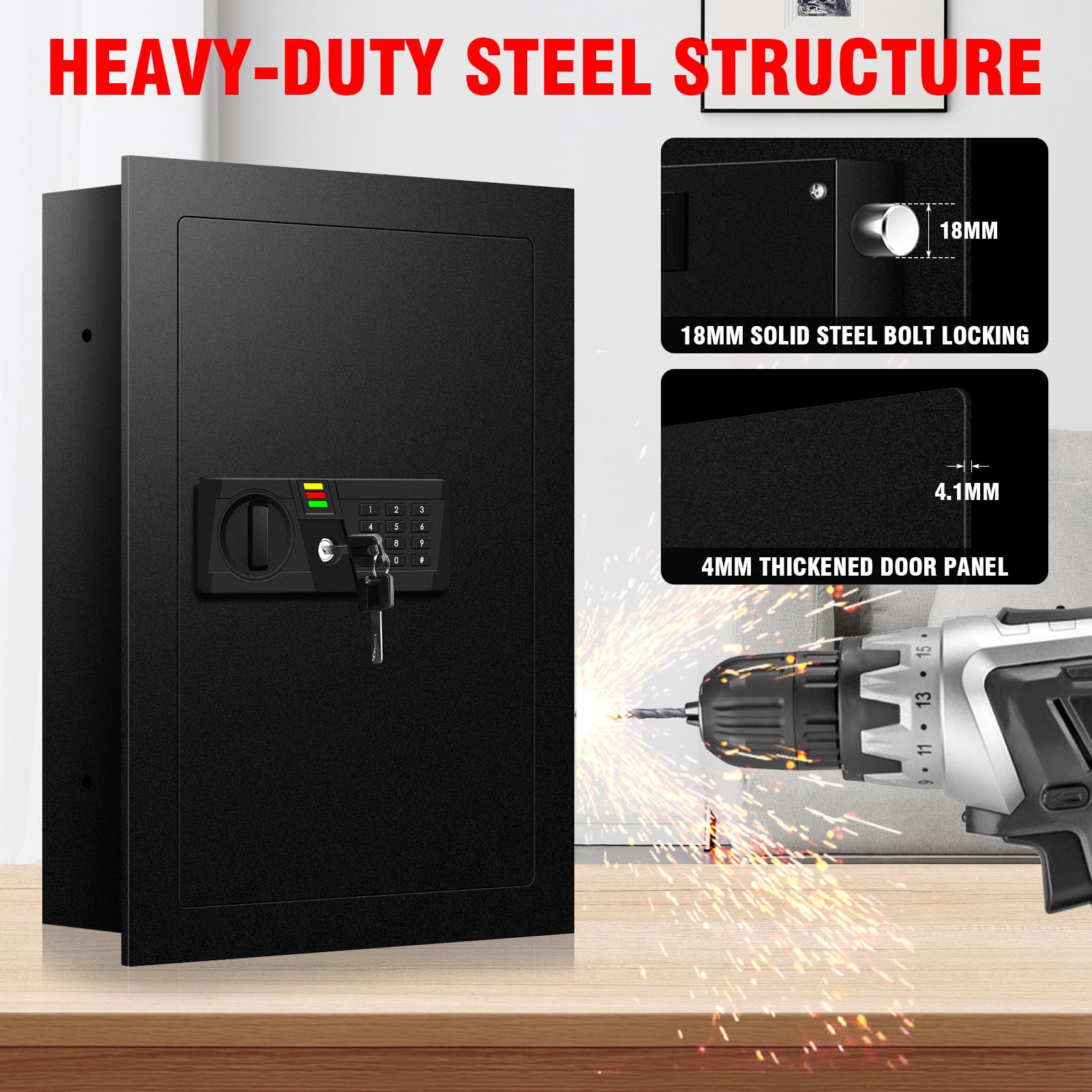 AltiKeep 22.1'' Tall Fireproof floor Mounted Safe - Electronic Digital ...