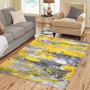 Amazon.com: Pinbeam Area Rug Knife Grey and Yellow Abstract Painting ...