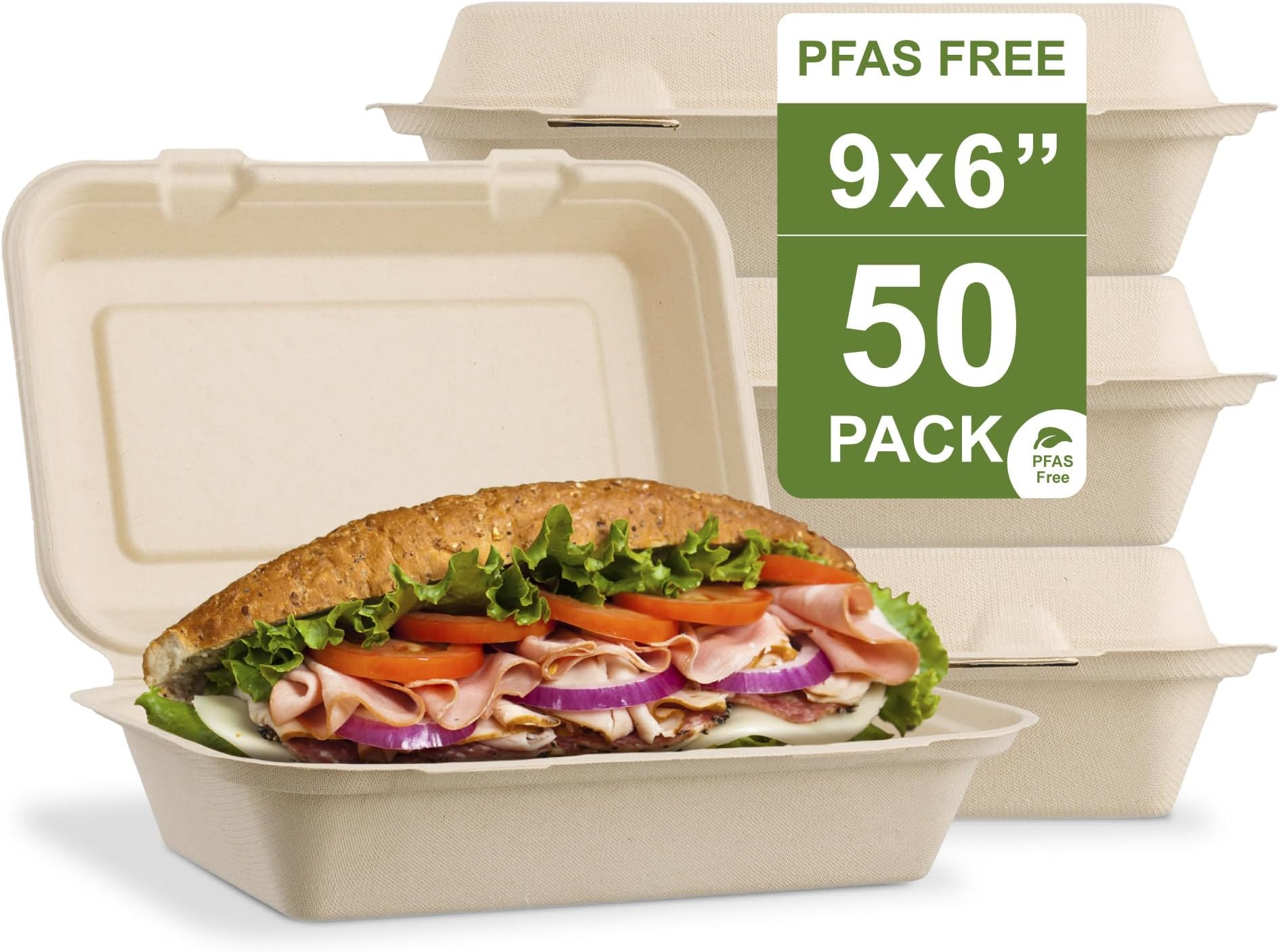 Amazon.com: Pony Packaging Compostable Clamshell To Go Food Containers ...