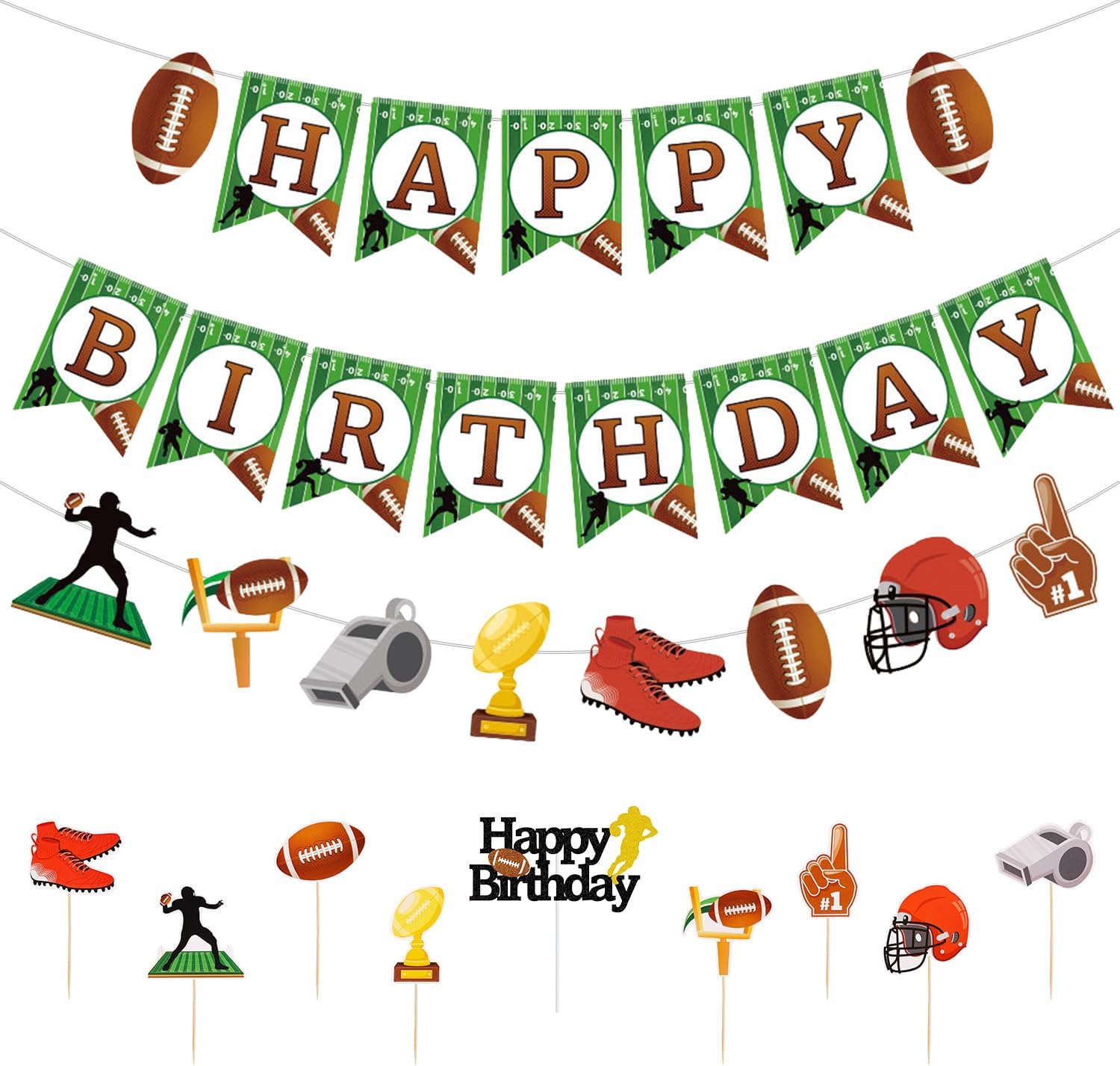 Amazon.com: Football Birthday Party Decorations Include Football Happy ...