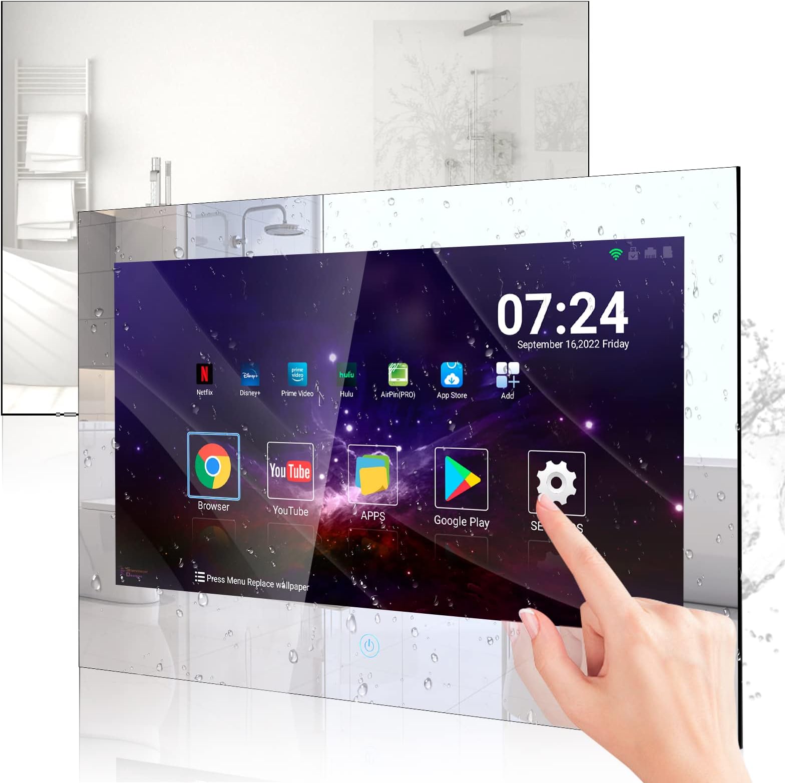 Amazon.com: Haocrown 27 Inch Smart Touch Screen Mirror TV for Bathroom ...