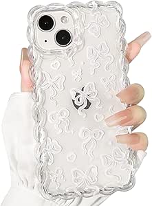 Amazon.com: NITITOP Compatible with iPhone 13 Case Cute Clear Aesthetic Bow Design for Girls ...