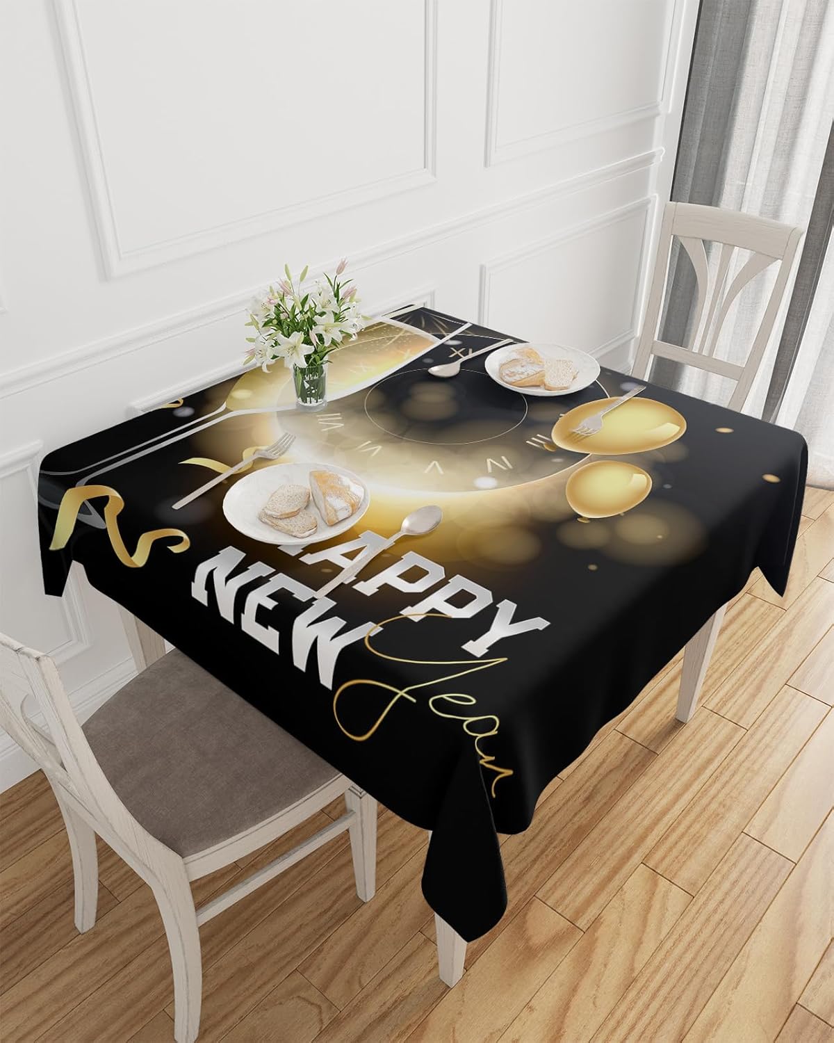 Amazon.com: Happy New Year Square/Round Tablecloths 52x52, Winter ...