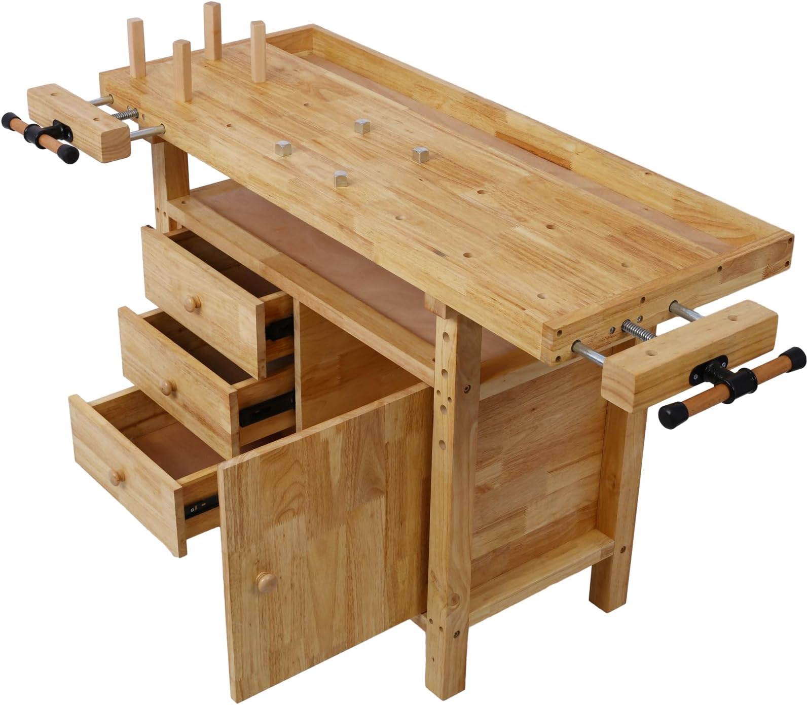 50-Inch Wooden Workbench – Durable Wood Workbench for Garage, Workshop ...