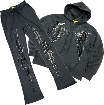 Amazon.com: CKEL Hoodie Thunder Fleece Stacked Flare Set Color: Grey ...