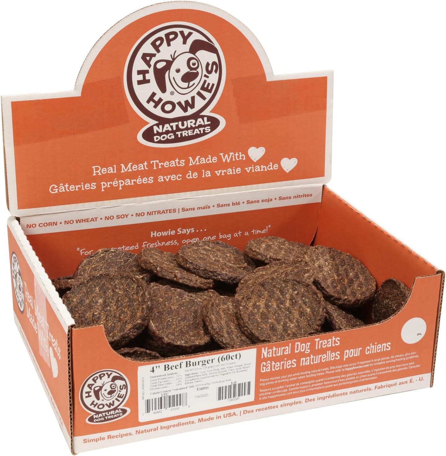 Amazon.com : Happy Howie's Beef Mini Doggy Burgers - Natural Healthy ...