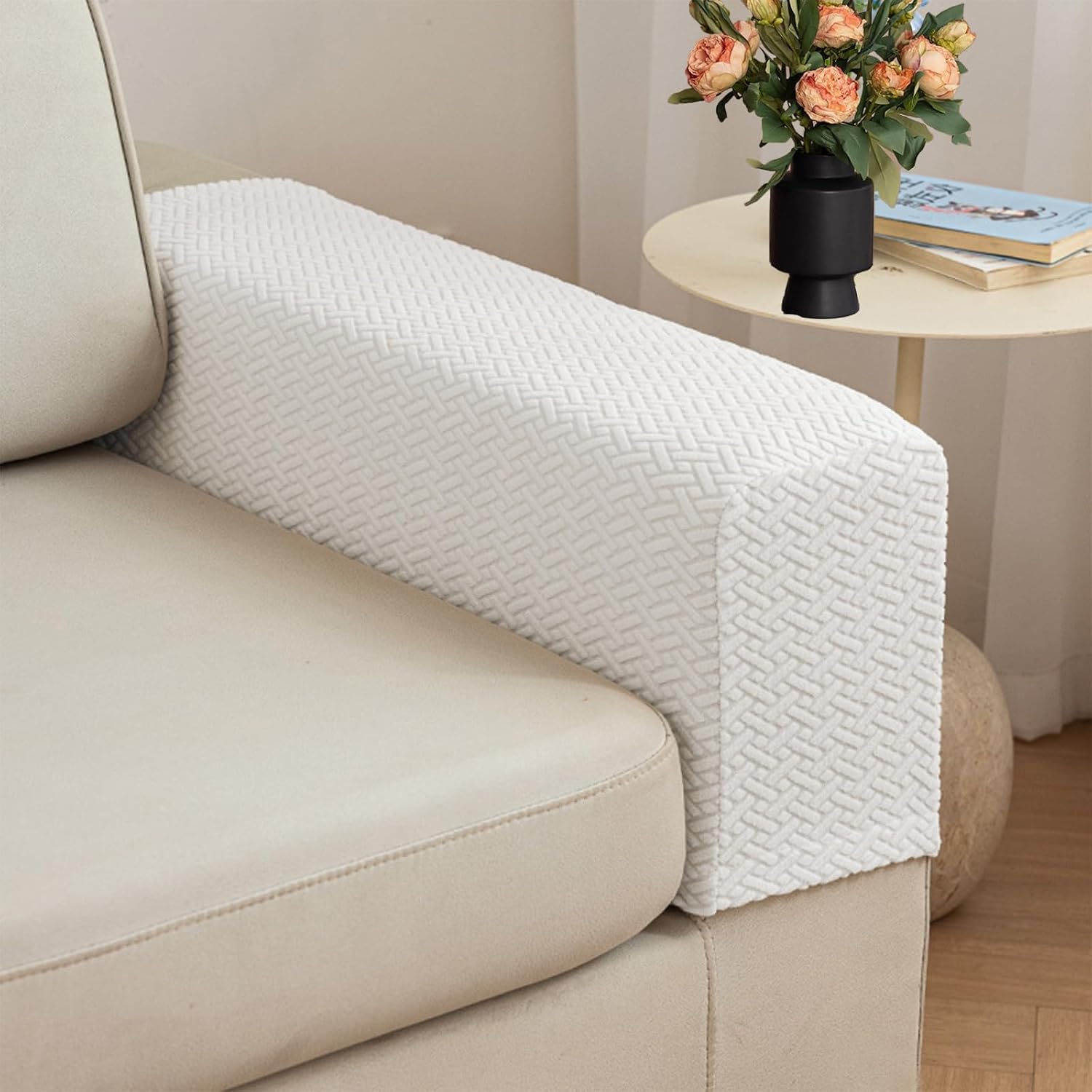 Amazon.com: Lramkuy Couch Arm Covers,Set of 2 Sofa Arm Covers, Stretch ...