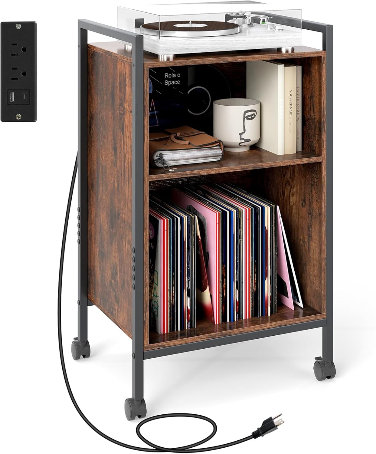 Amazon.com: Giantex Record Player Stand with Charging Station, Mobile ...