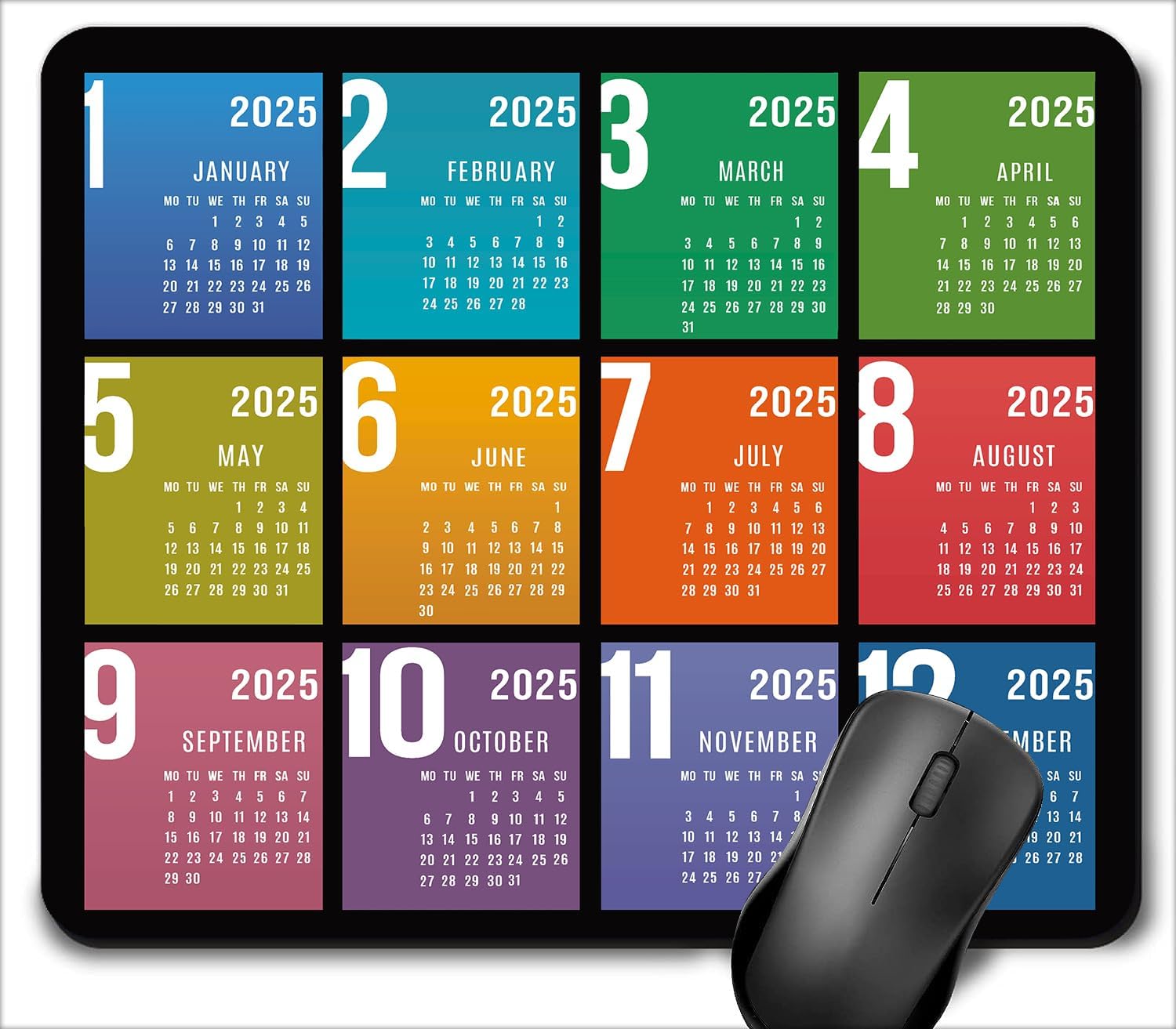 Amazon.com: Calendar Mouse pad, 2025 Calendar Color Vertical Edition ...
