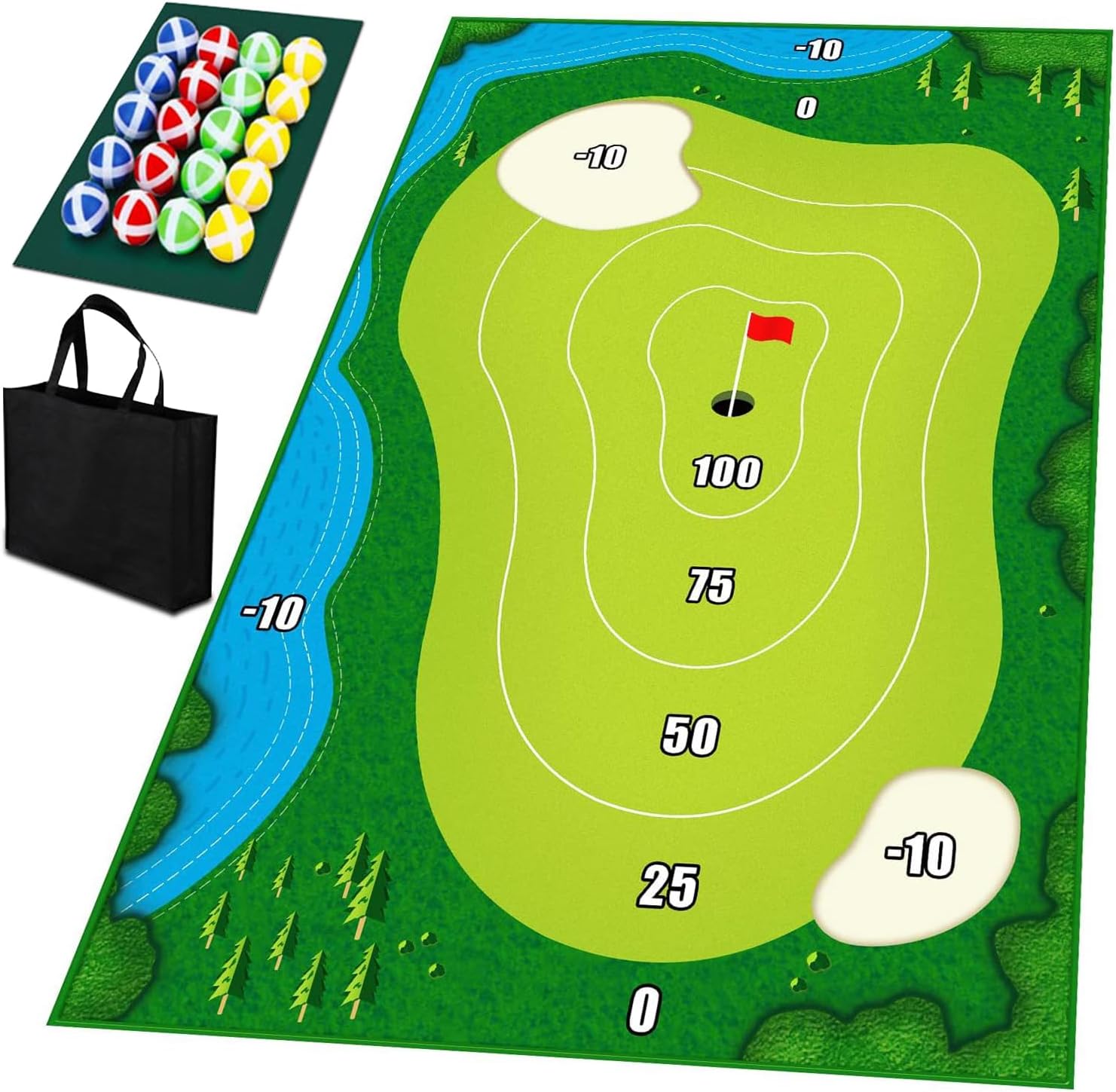 Ultimate Golf Chipping Game 20 Grip Balls & 5ft x 3ft Velcro Golf Mat ...