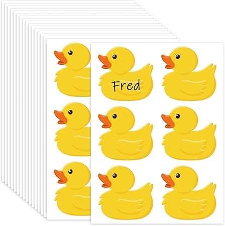 Amazon.com: JarThenaAMCS 120Pcs Rubber Duck Name Tag Stickers Cute ...