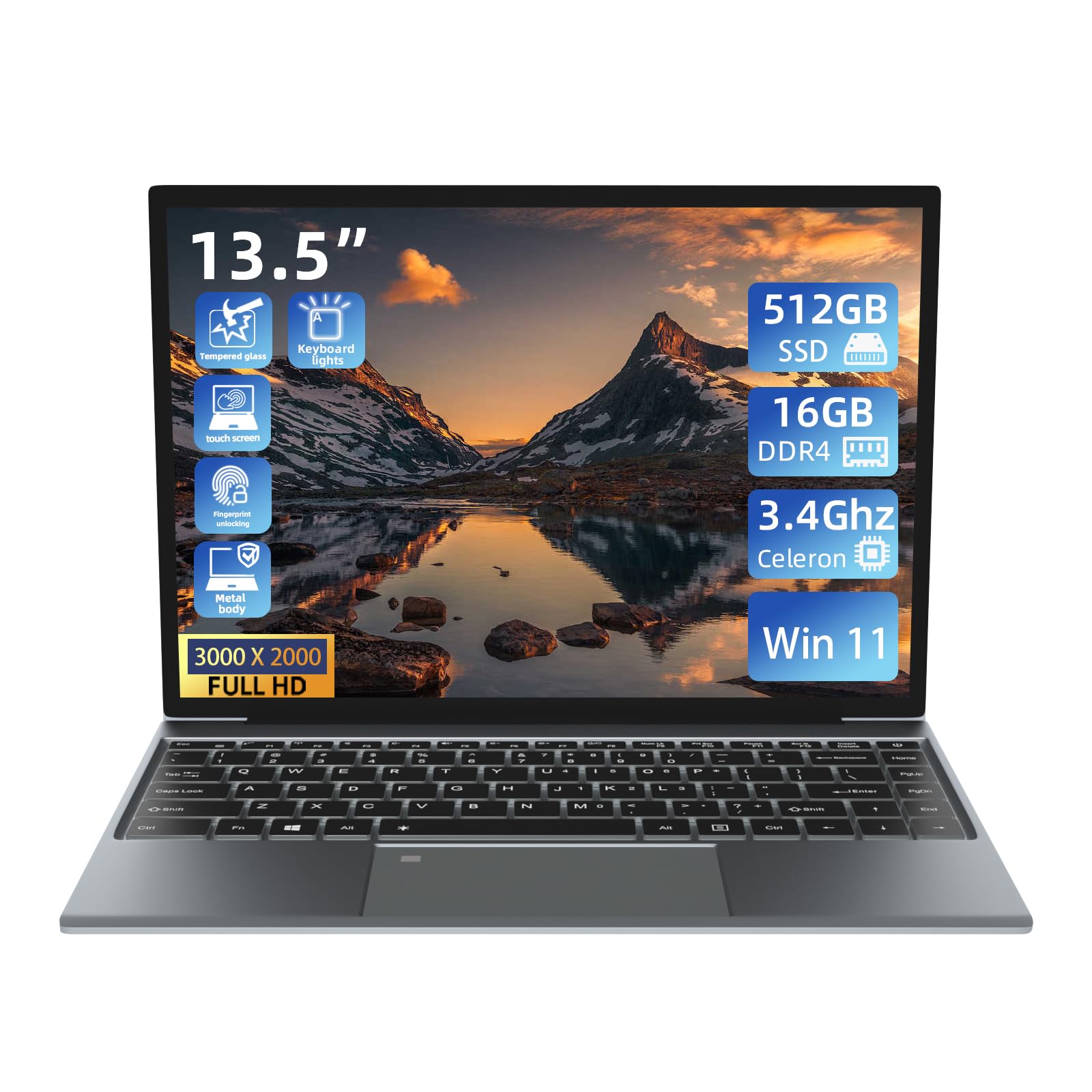 Snapklik.com : Morostron Touch Screen Laptop PC, 13.5" 3K 3000 2000 IPS ...