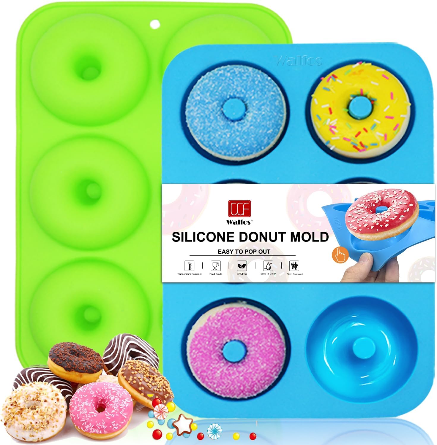Amazon.com: Walfos Silicone Donut Mold - Non-Stick Silicone Doughnut ...
