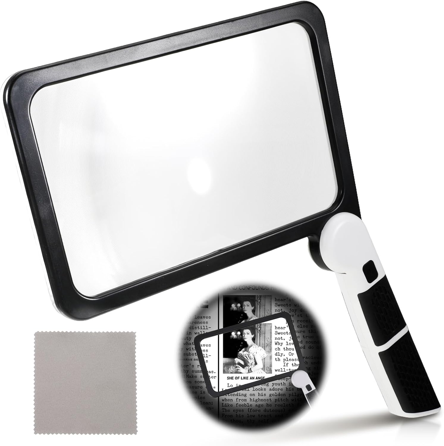 5X Magnifying Glass, Folding Handheld Magnifying Glasses with 48 LED ...