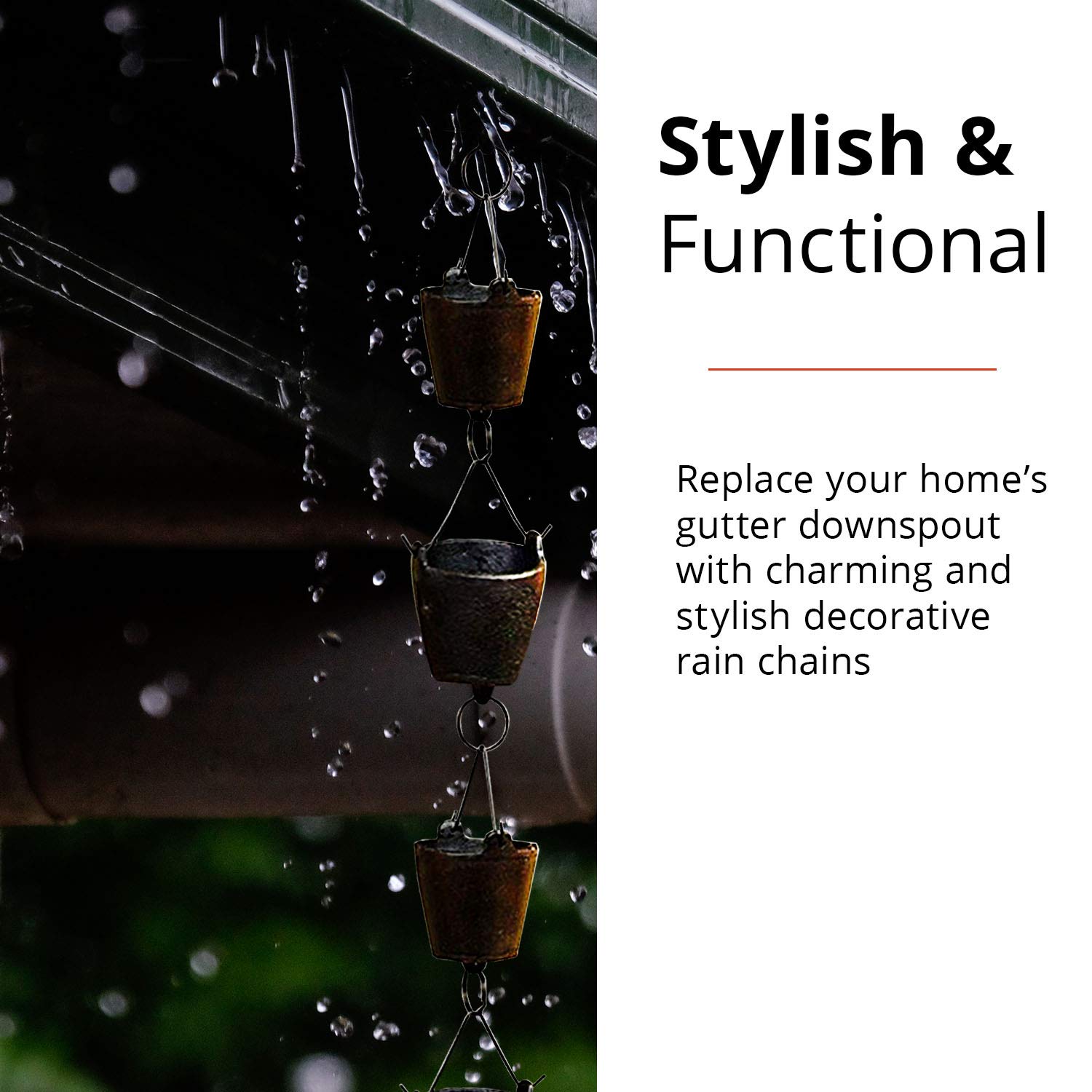 Snapklik.com : NACH Heavy Duty Cast Iron Bucket Rain Chain, Decorative ...