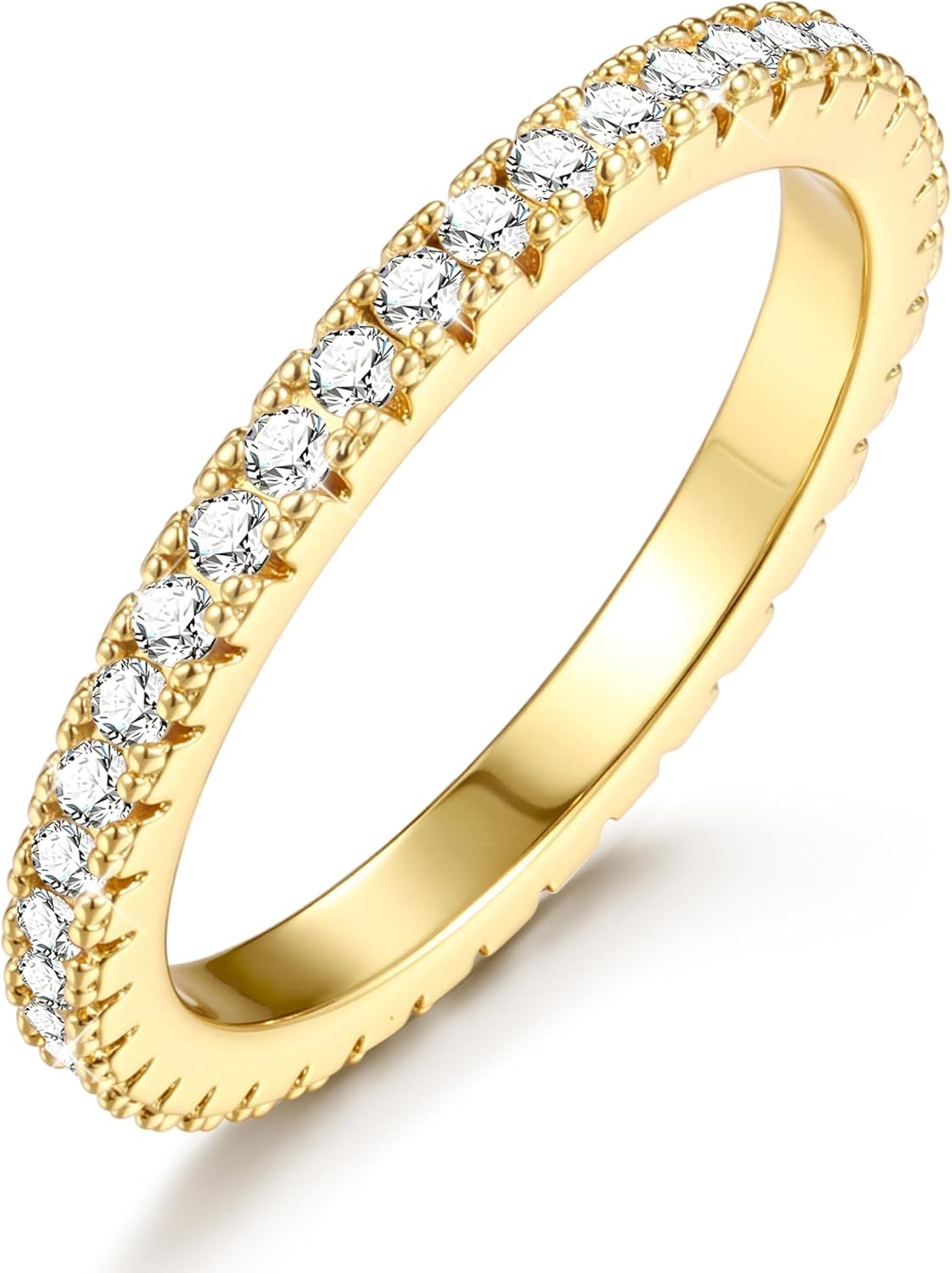 Amazon.com: Jstyle Wedding Bands for Women 14K Gold Plated Eternity ...