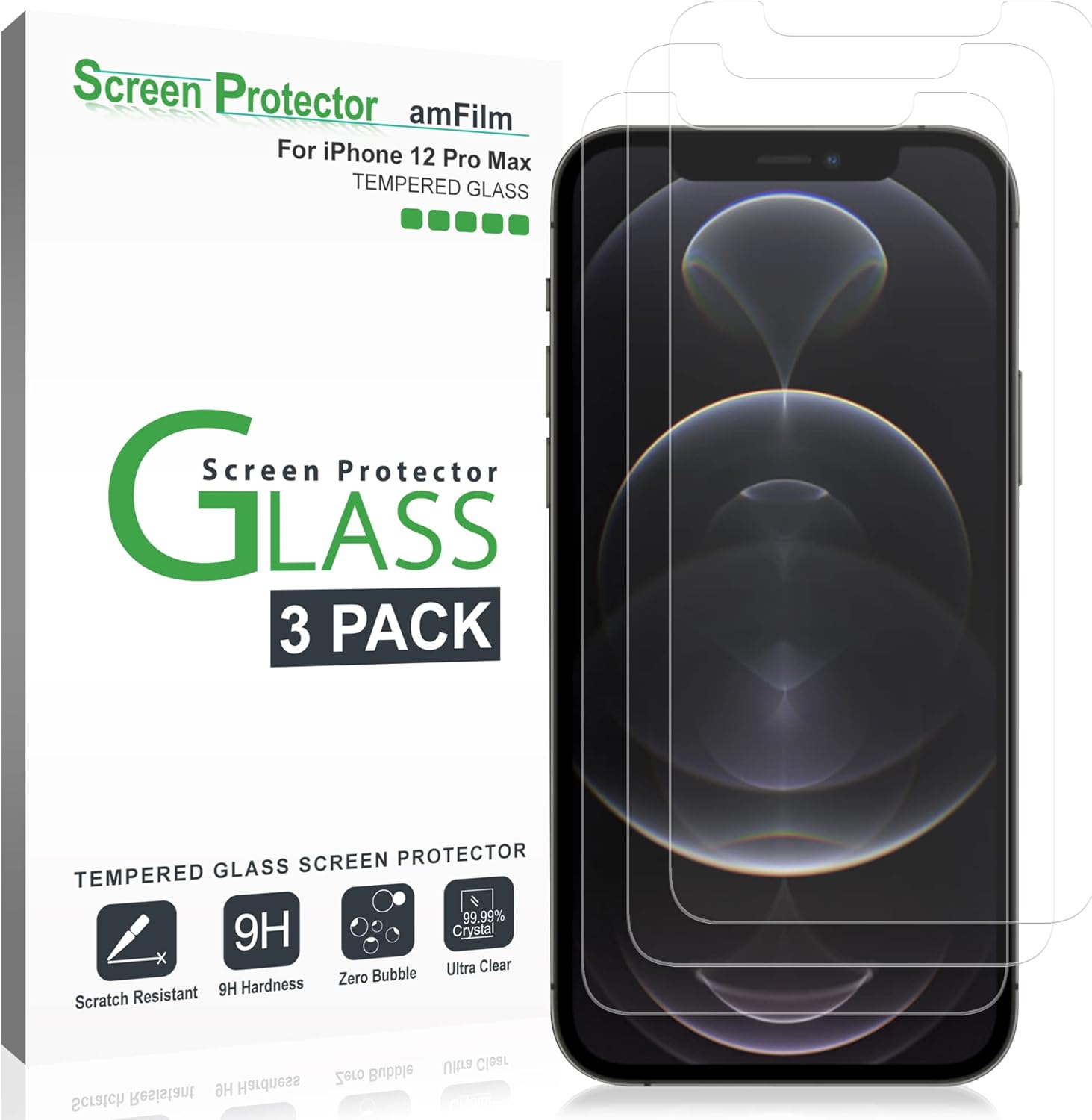 Amazon.com: amFilm Glass Screen Protector Compatible for iPhone 12 Pro ...
