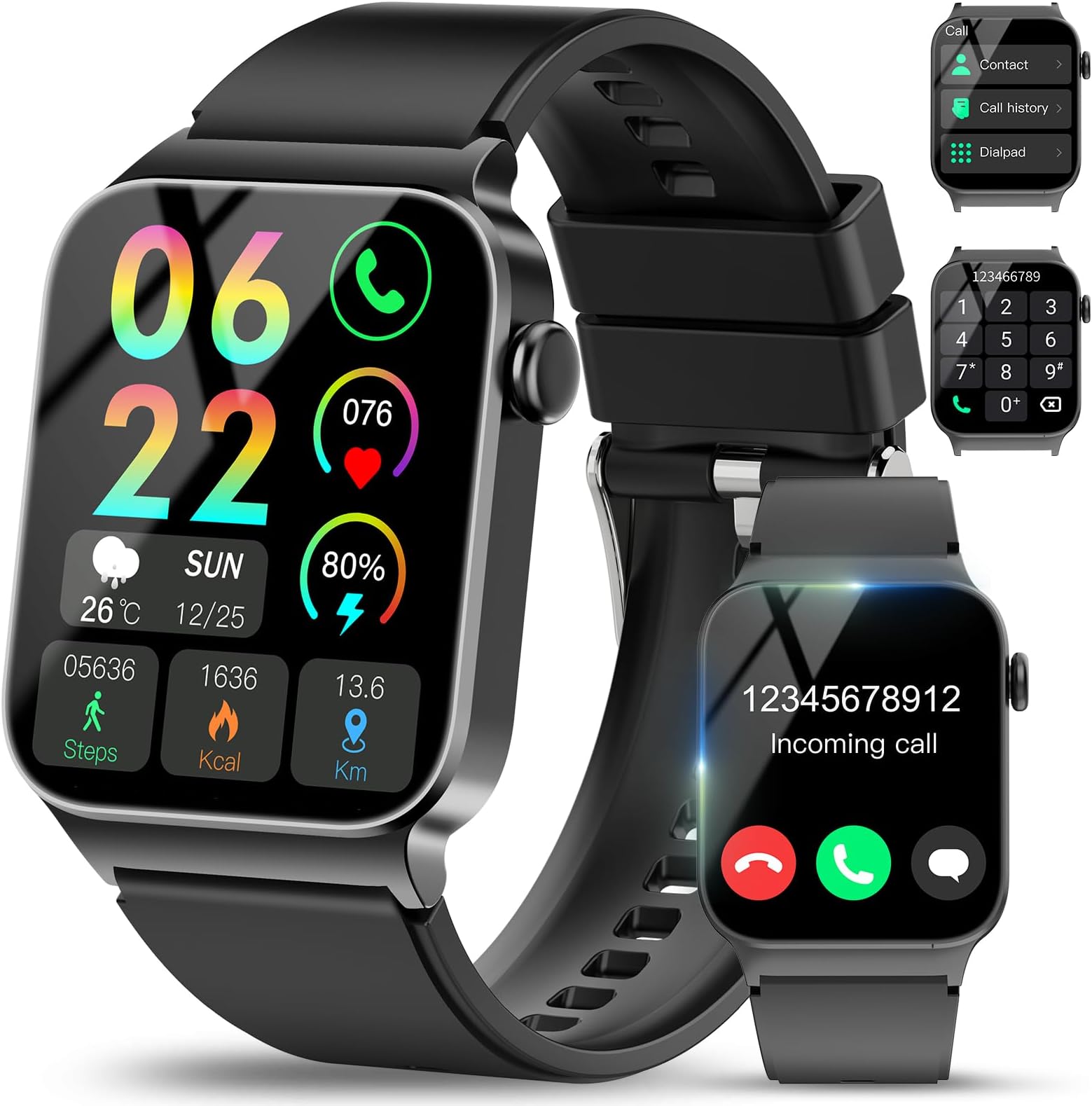 Fitness Tracker mit Bluetooth Anrufe, 1,47 Zoll HD-Display Fitnessuhr ...