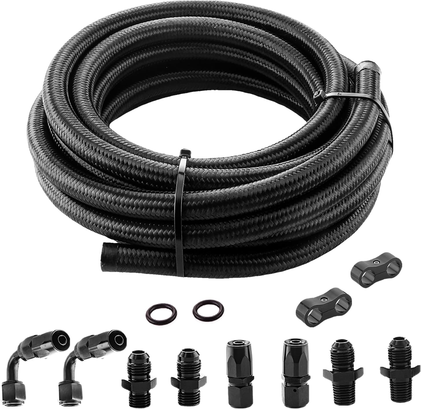 Amazon.com: Aspaton 6AN 70 Inch Black Nylon Braided Hose Transmission ...