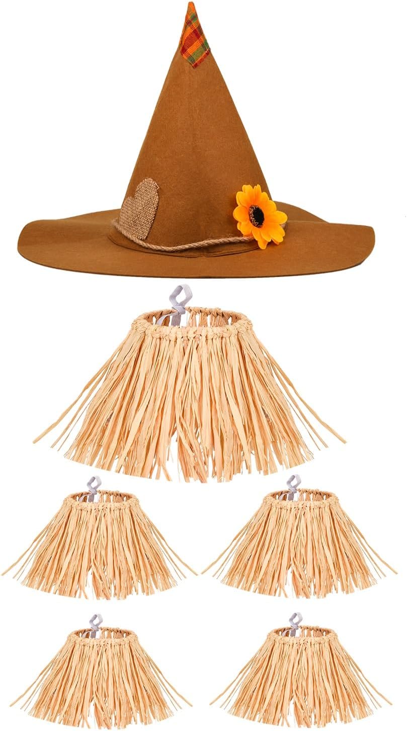HIXNUG 6 Pieces Halloween Scarecrow Costume Set Felt Scarecrow Hat ...