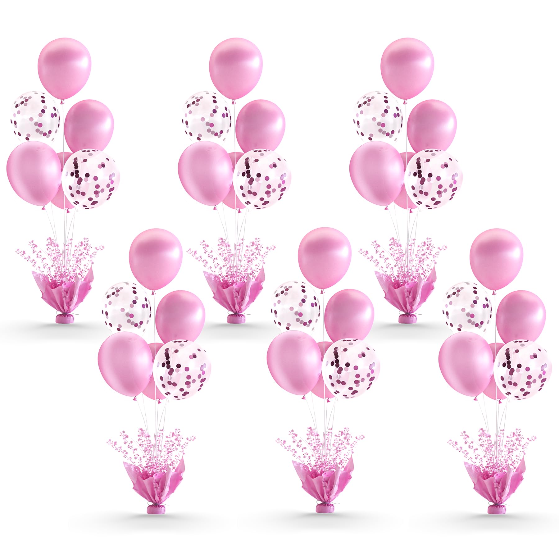 Amazon.com: 6 Set Pink Table Balloons Foil Spray Centerpiece with Pink ...