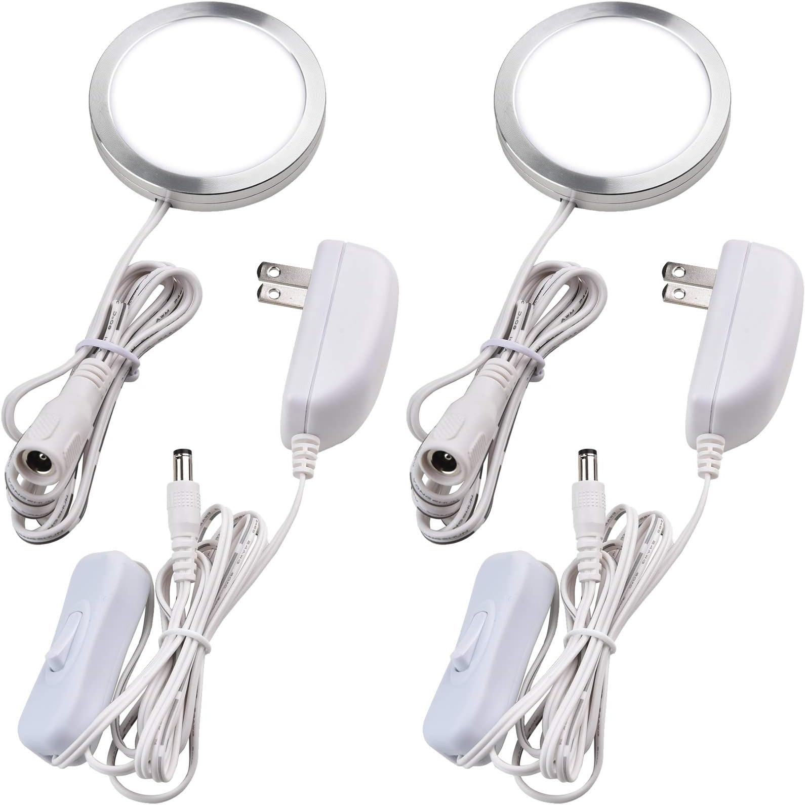 AIBOO Linkable LED Under Cabinet Lights 12V Slim Aluminum Dimmable Puck ...