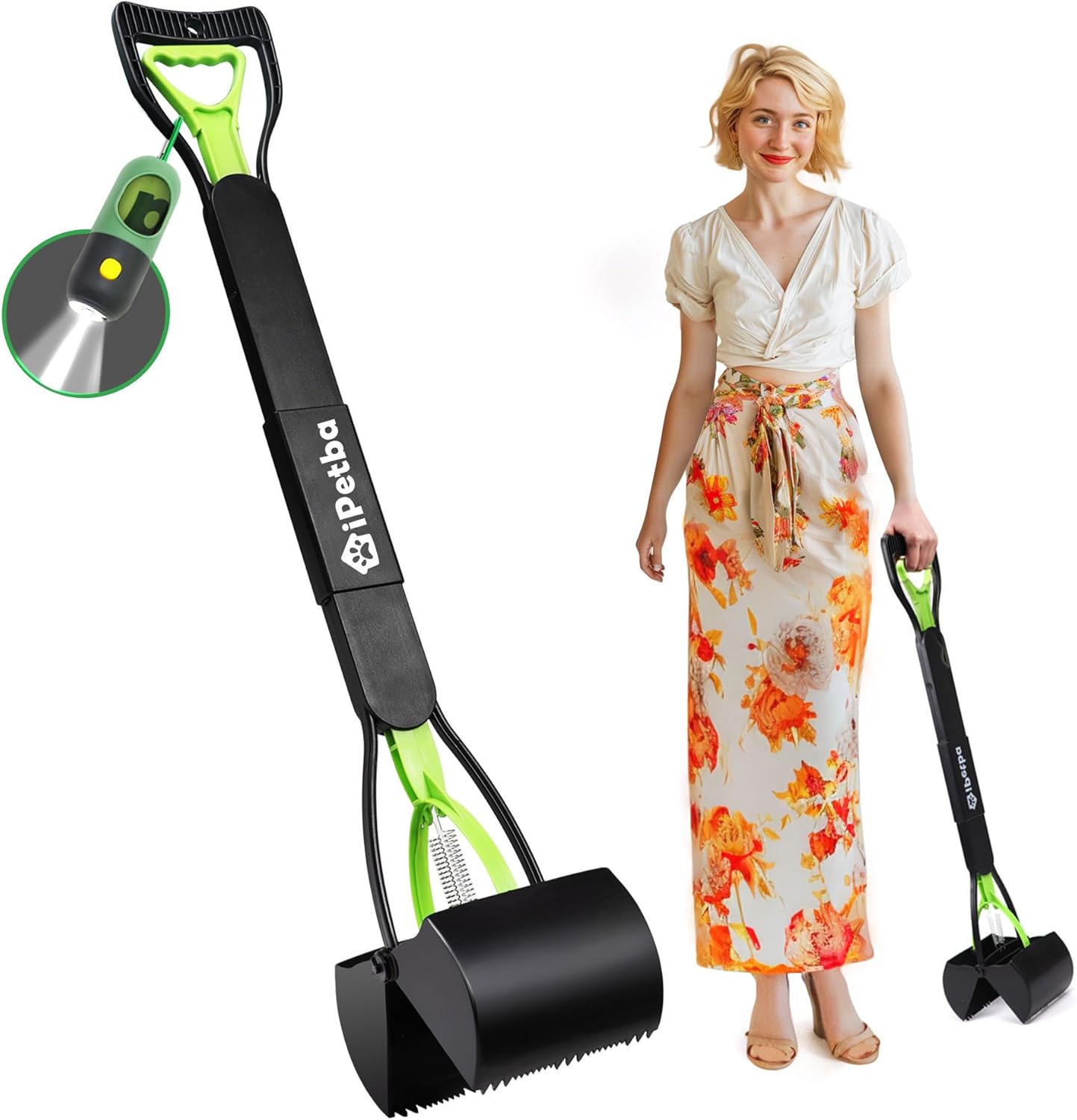 iPetba 32" Extra Large Dog Pooper Scoopers, 4-in-1 Foldable Long Handle ...