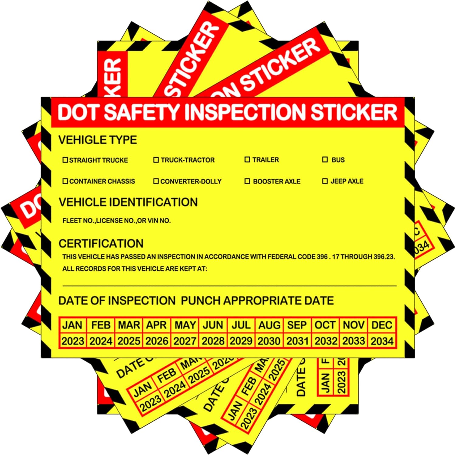 Amazon.com : 12Pack Vehicle Annual Inspection Labels 5 x 3.5 Inch ...