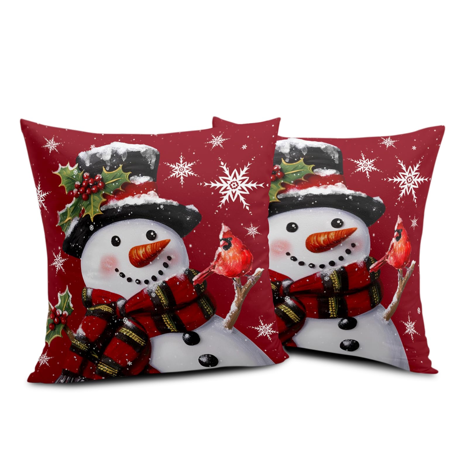 Amazon.com: Christmas Snowman Throw Pillow Cover Winter Snow Pillow ...