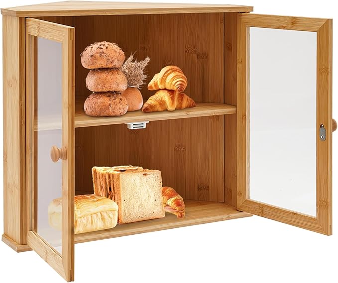 Amazon.com: TFCFL Corner Bread Display Case, Large Capacity Double ...