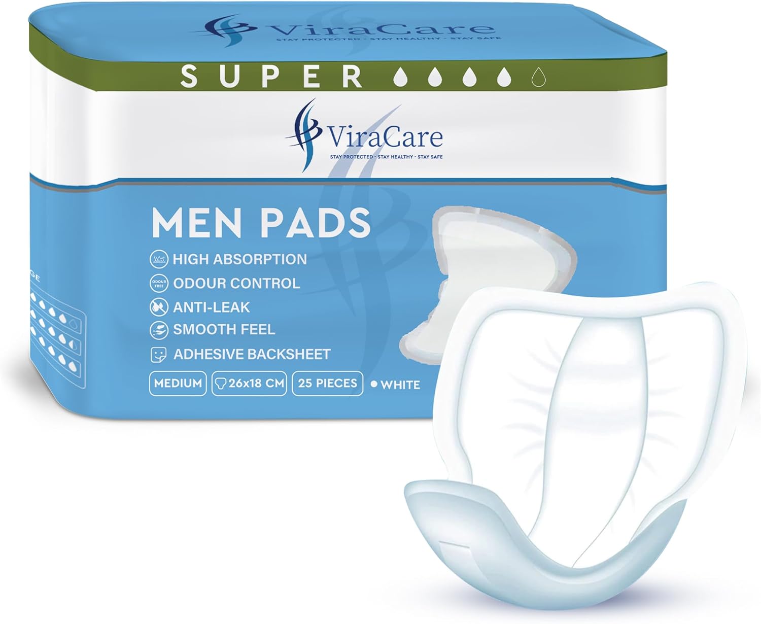25 x Incontinence Pads Men with Adhesive Backsheet | Provides Extra ...