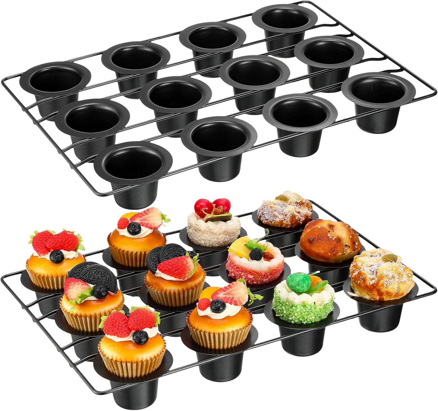 Amazon.com: Shellwei 2 Pcs 12 Cups Non Stick Popover Pan Muffin Pan ...