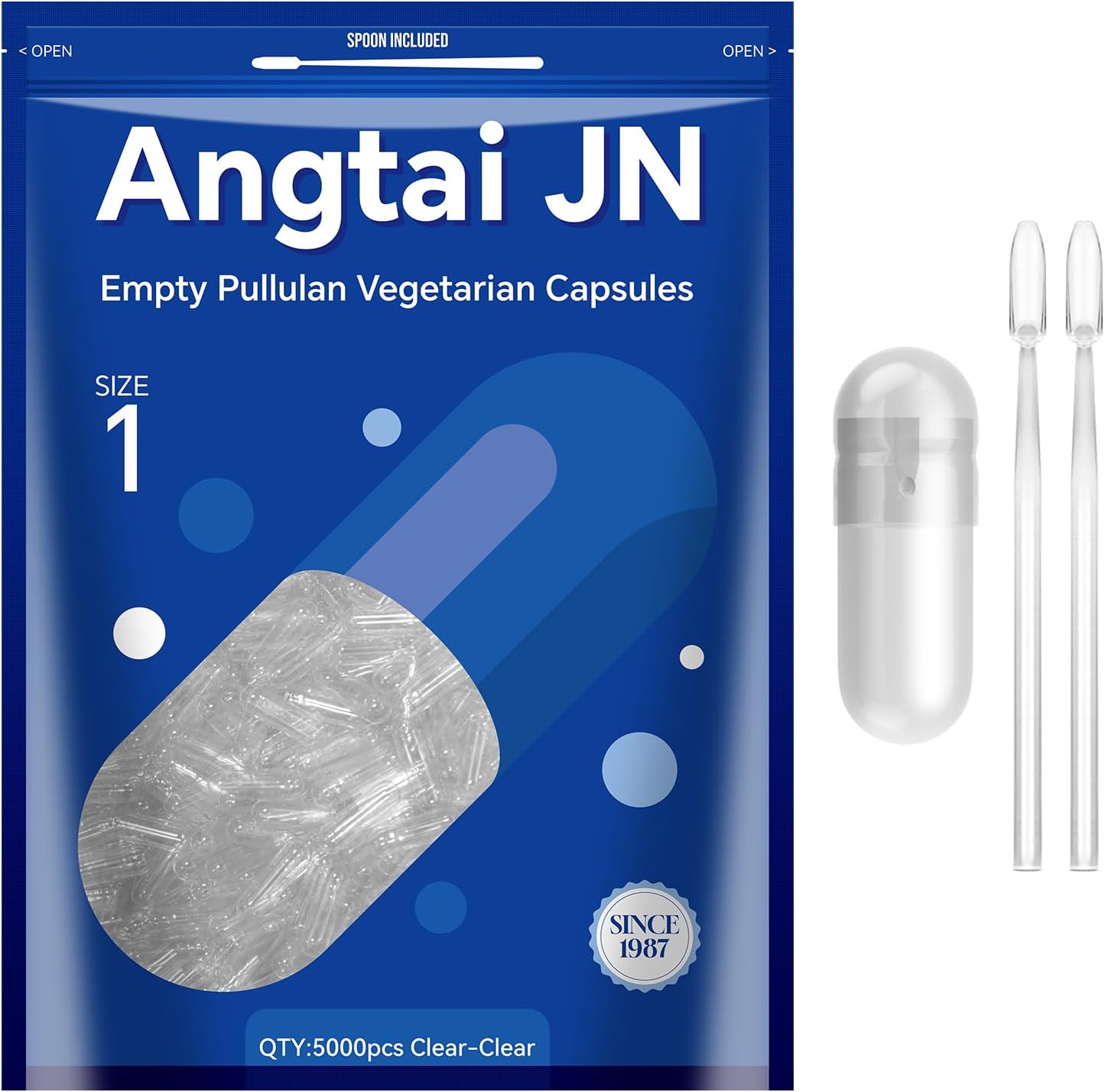 Amazon.com: Angtai JN Size 1 Empty Capsules - 5000 Count Clear Pullulan ...