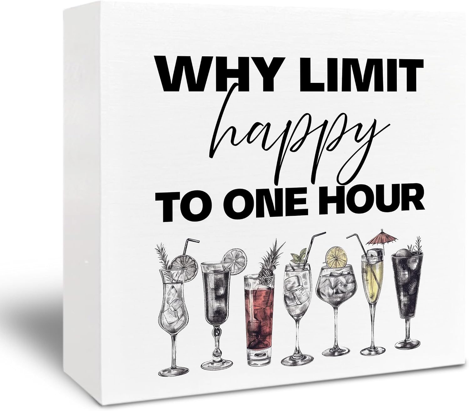 Amazon.com: Kneaotoaji Happy Hour Wooden Sign - Cheers Bar Cart Dining ...