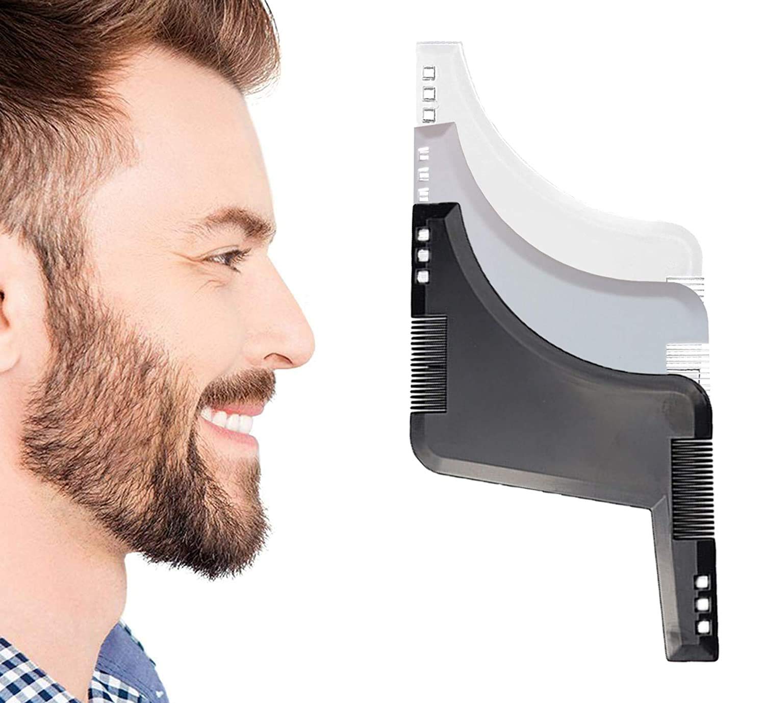 Buy Beard Shaping Tool, Set of 3 Beard Styling Shaping Template with ...