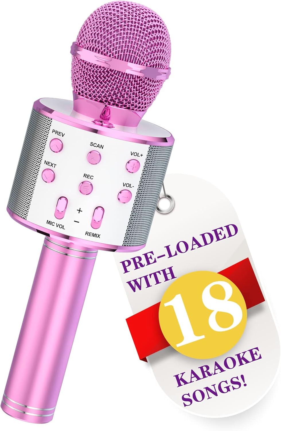 Wowstar Karaoke Bluetooth Microphone for Kids, Handheld Wireless ...