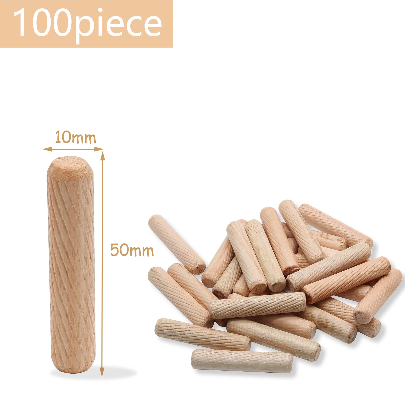Dowling Rods 100 Pack 1/2 X 2 Wooden Dowel Pins - Kiln Dried Hardwood ...