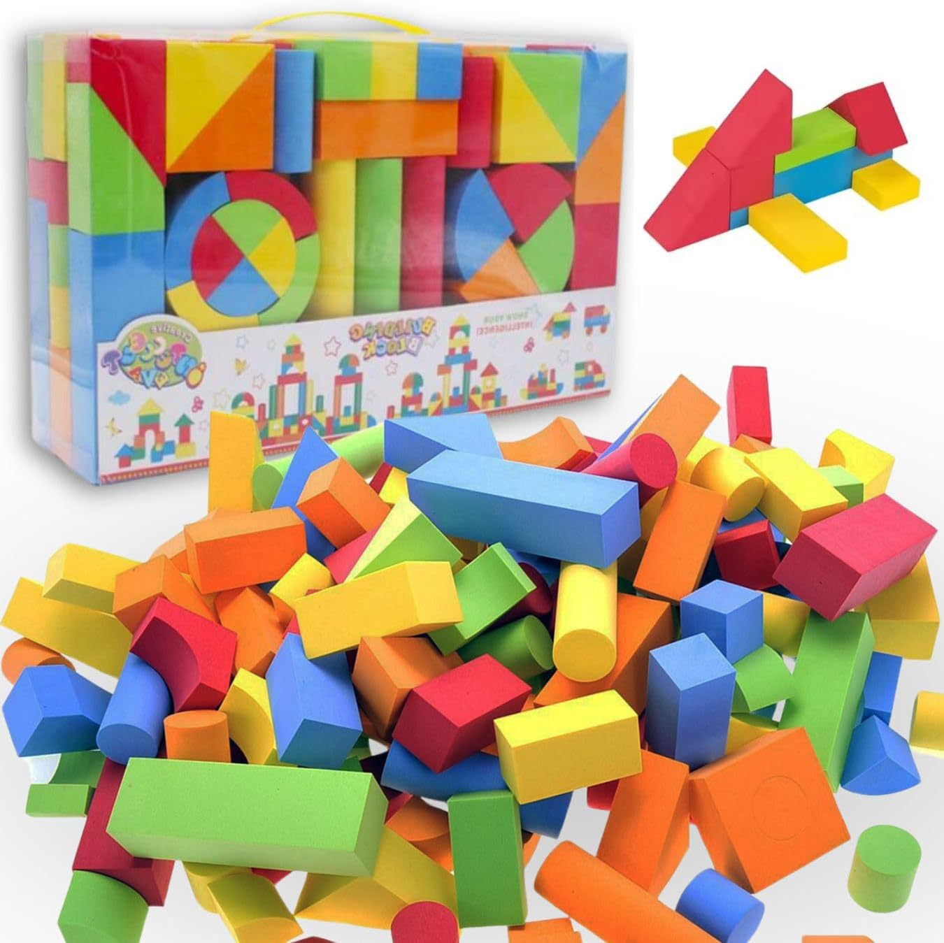 Amazon.com: Liberty Imports 131 Piece Foam Building Blocks for Kids ...