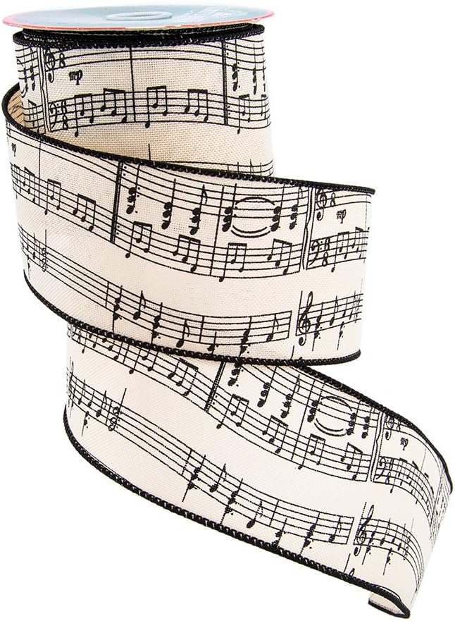 Amazon.com: Kurt Adler 2.5" x10 Yards Musical Notes Wire Woven Ribbon