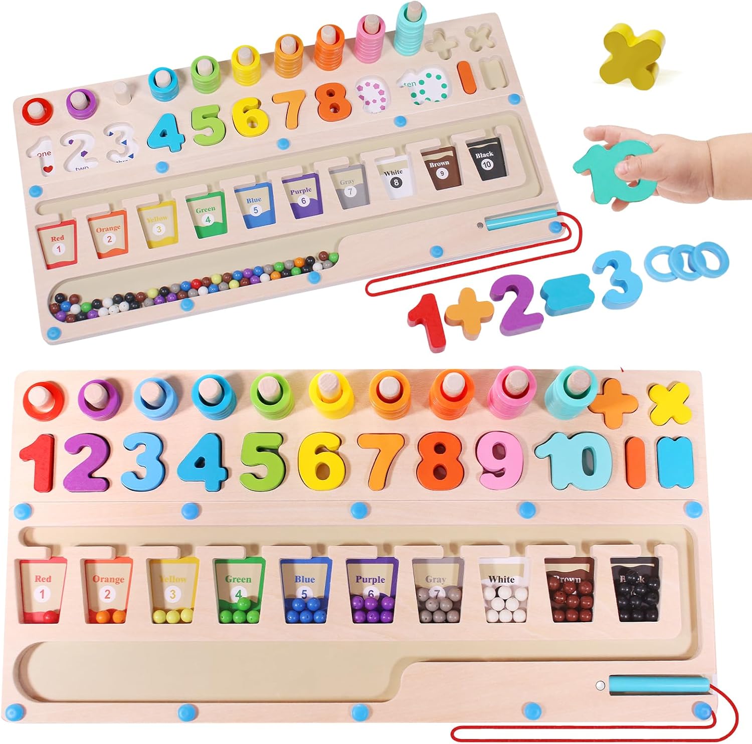 Amazon.com: YHHYTOY Montessori Toys for 3+ Year Old, 3 in 1 Math ...