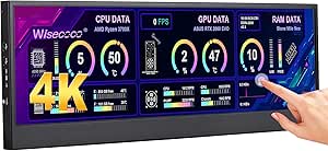 14'' 4K UHD IPS 3840x1100 Stretched Bar Touch Screen Monitor for Laptop PC Speed Temperature ...